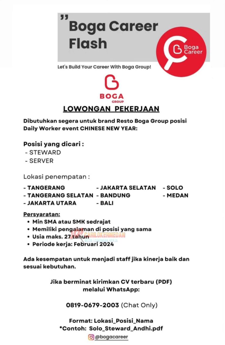 Loker Tamatan SMA SMK Di Boga Group Medan Januari 2024