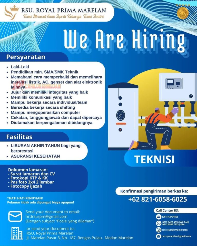 Loker SMA SMK Di RSU Royal Prima Marelan Medan Mei 2024