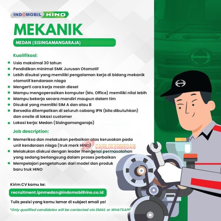 Loker SMA SMK D3 S1 Di PT Indomobil Hino Group Medan 2024