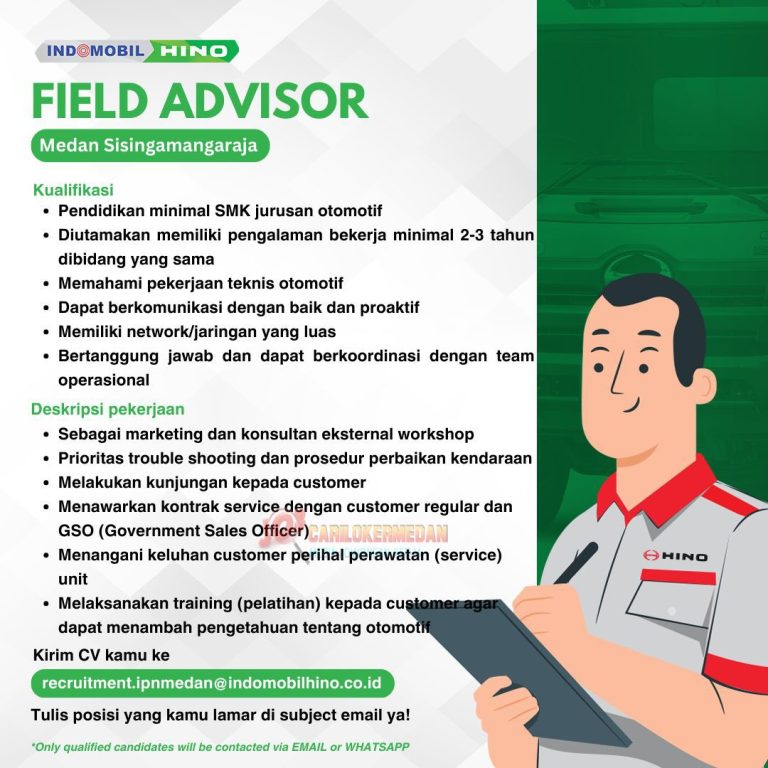 Loker SMA SMK D3 S1 Di PT Indomobil Hino Group Medan 2024