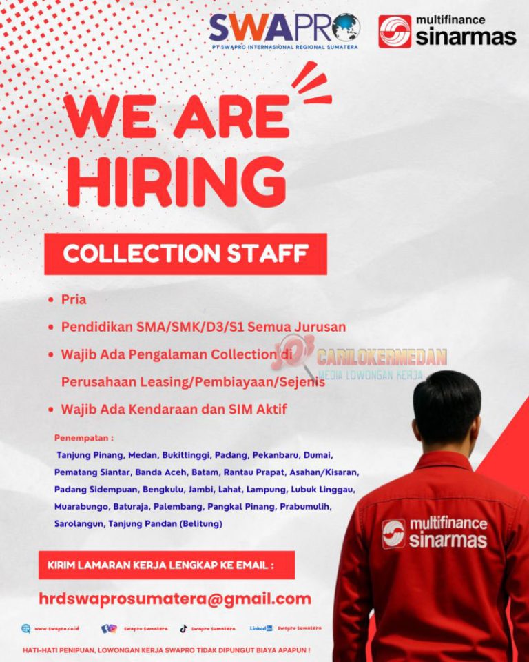 Loker SMA SMK D3 S1 Di PT Swapro International Medan 2025