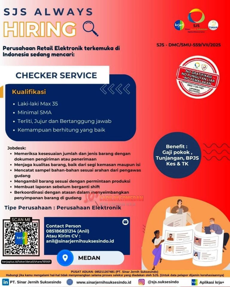 Loker SMA SMK D3 S1 Di PT Sinar Jernih Suksesindo Medan 2025