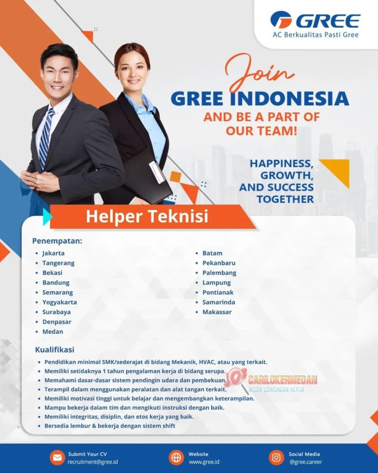 Loker SMA SMK D3 S1 Di PT Gree Electric Appliances Indonesia Medan ...