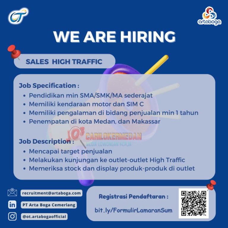 Loker SMA SMK S1 Di PT Arta Boga Cemerlang Medan Januari 2026
