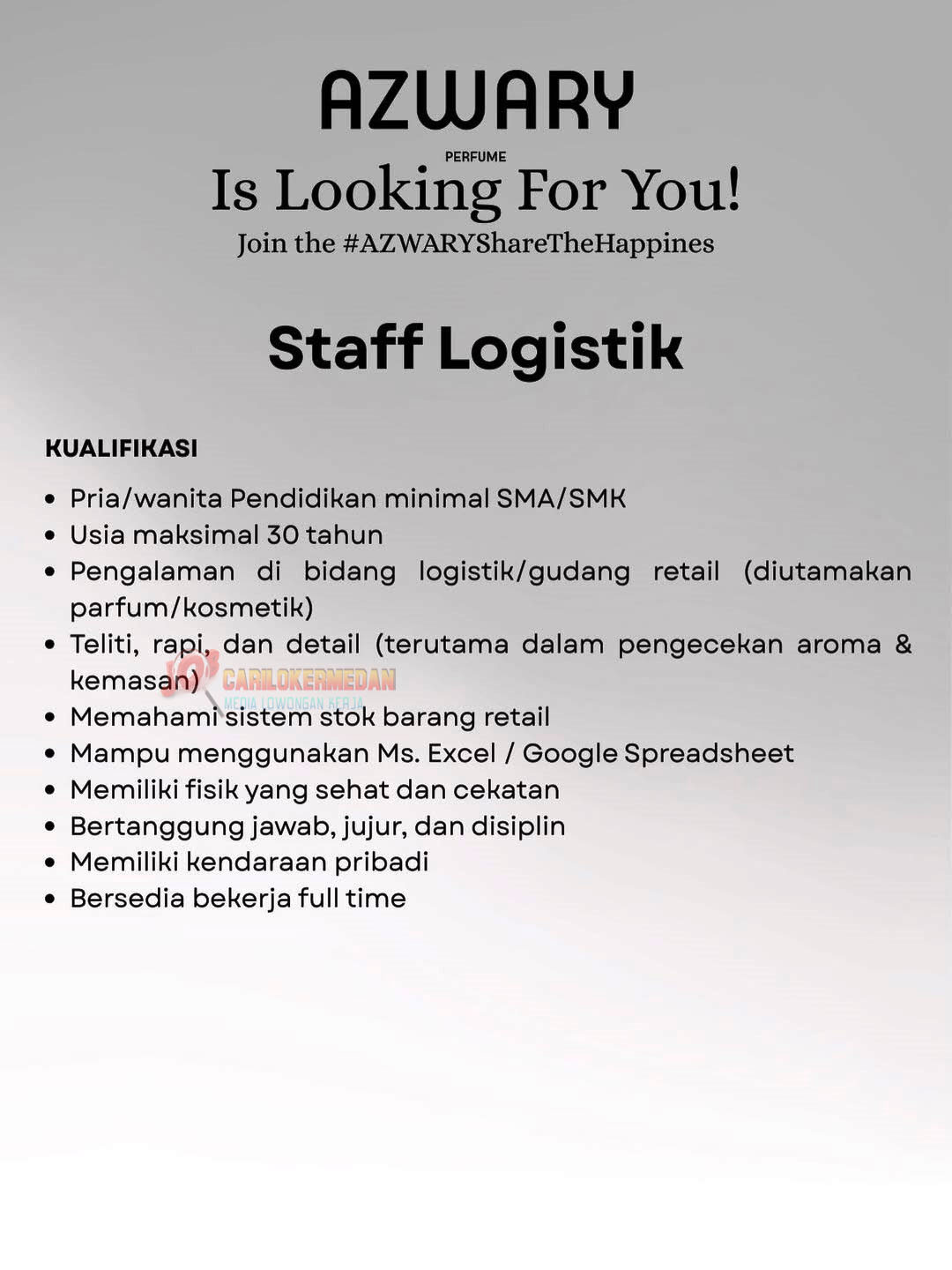 Loker Tamatan SMA SMK Di Azwary Perfume Medan Januari 2026